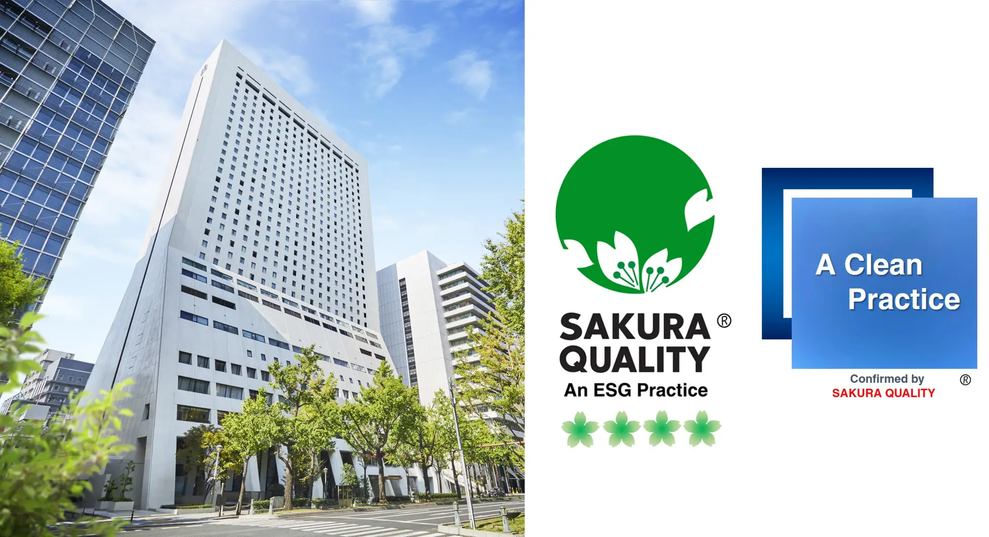 ホテル日航大阪がSDGsを実践する宿泊施設の国際認証「Sakura Quality An ESG Practice」 および「A Clean Practice」を取得 | SDGs情報局 ...